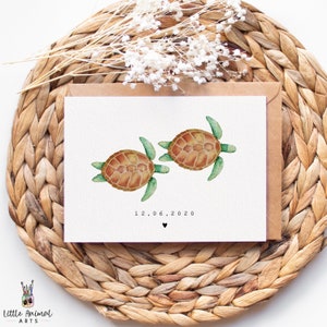 Sea Turtle Anniversary Card | Personalised Watercolour Sea Turtle Card ...