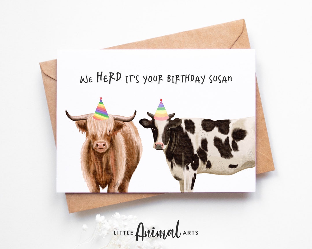Cow Birthday Card Funny Cow Birthday Card Funny Cow Pun - Etsy