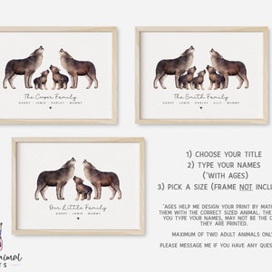 Wolf Family Art Print | Animal Family Print, Personalised Family Print ...