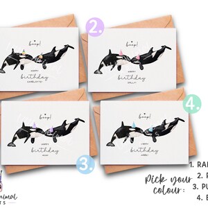 Orca Couple Birthday Card • Personalised Cute Killer Whale Gifts for ...