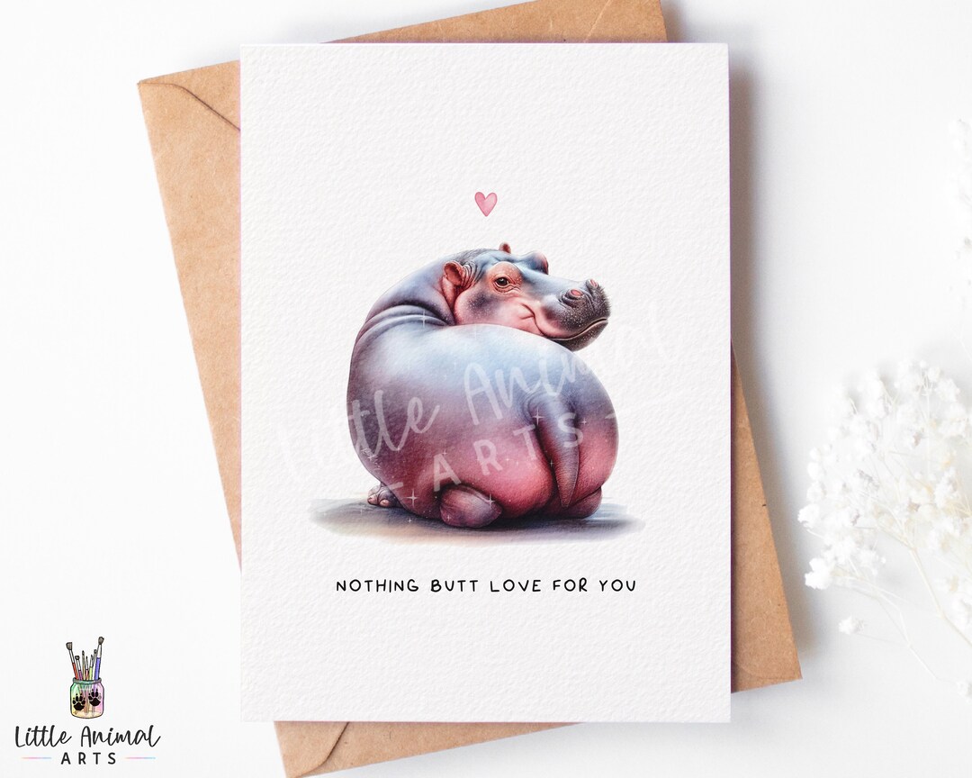 Funny Hippo Love Card • Personalised Valentines Day Greeting for Her ...