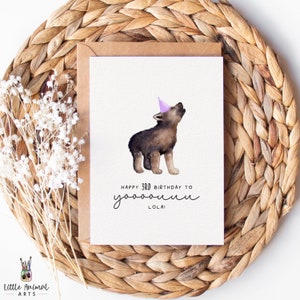Wolf Pup Birthday Card Personalised Baby Wolf Card, Wolf Greeting Card ...