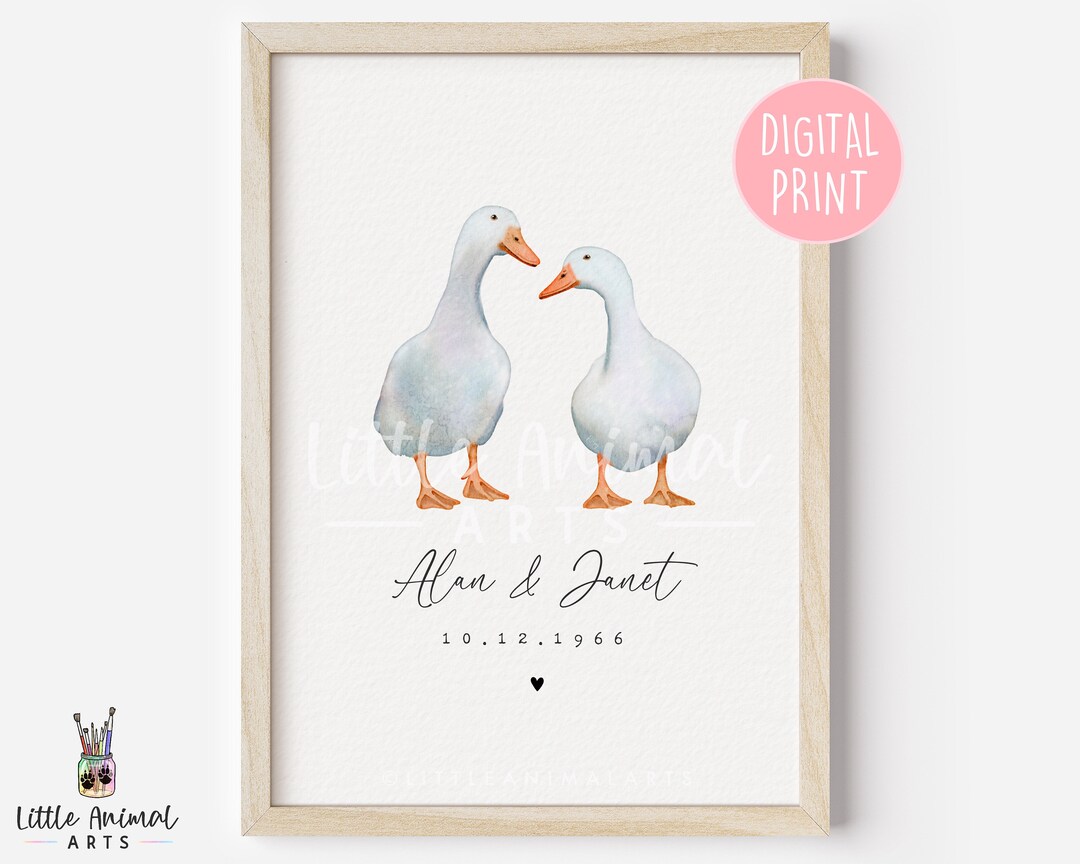 Digital Duck Couple Art Print • Print at Home Personalised Anniversary ...