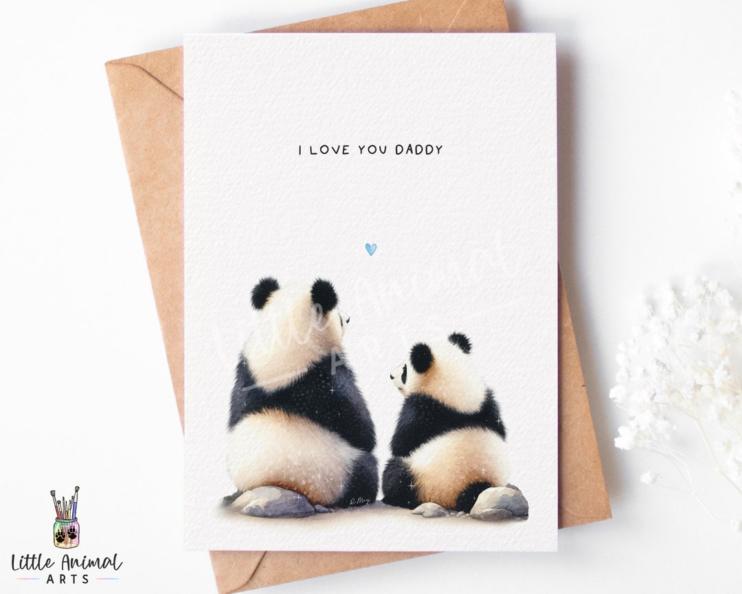 Cute Panda Father's Day Card • Personalised Love You Daddy Grandad Gift ...