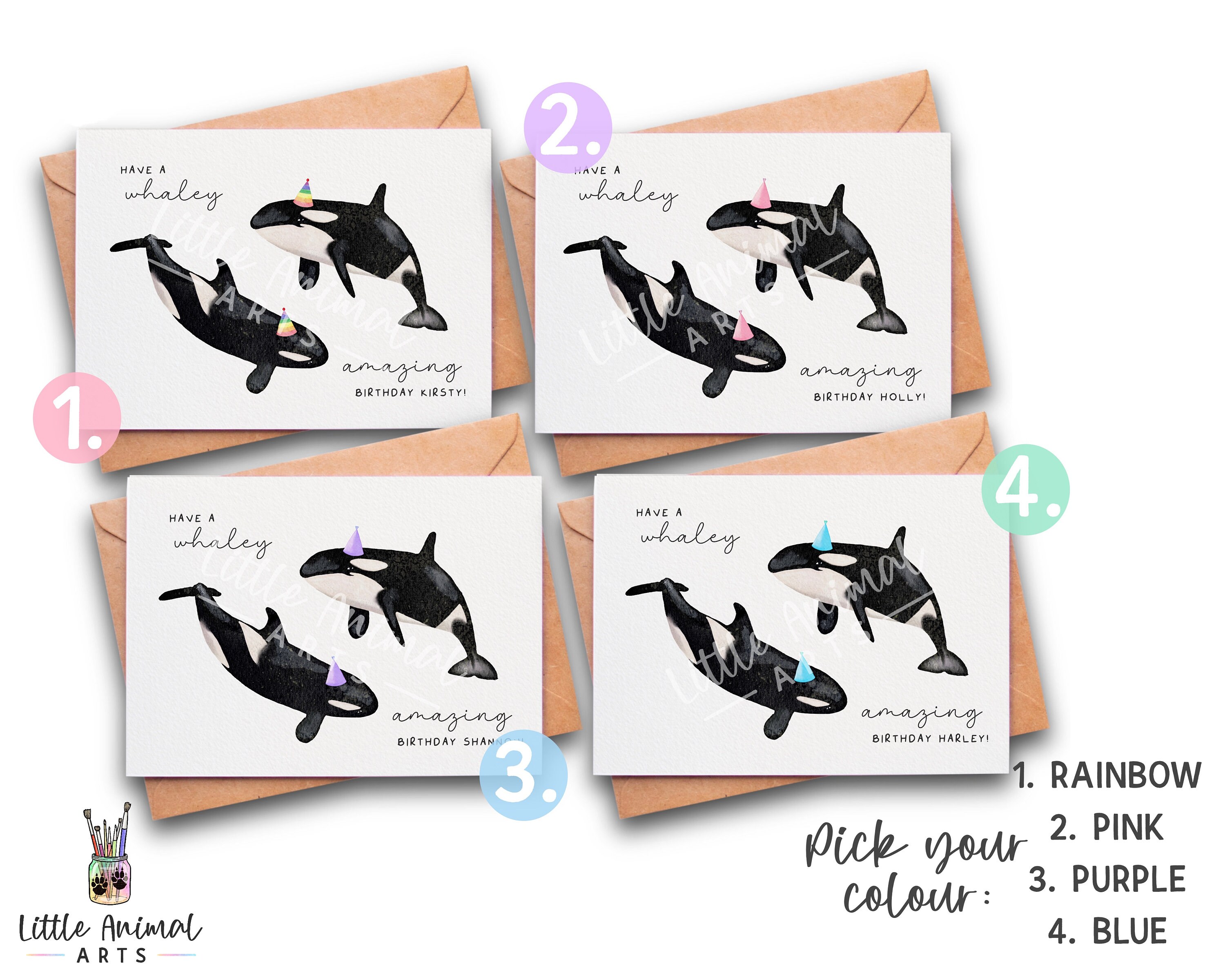 Orca Birthday Card | Whale Birthday Card, Cute Orca Couple Card, Killer ...