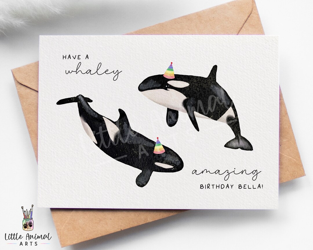 Orca Birthday Card | Whale Birthday Card, Cute Orca Couple Card, Killer ...
