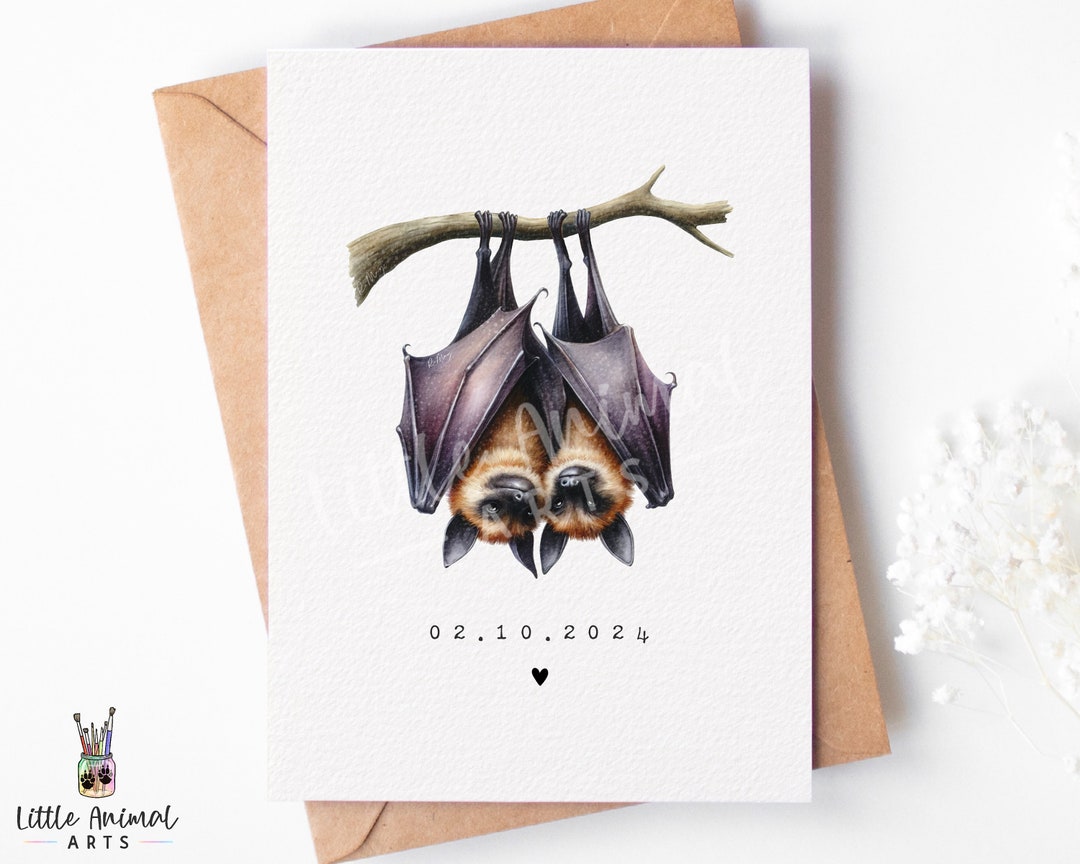 Bat Anniversary Card • Personalised Wedding Engagement Gift • Goth ...