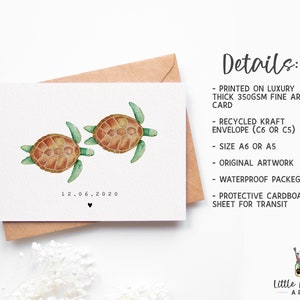 Sea Turtle Anniversary Card | Personalised Watercolour Sea Turtle Card ...