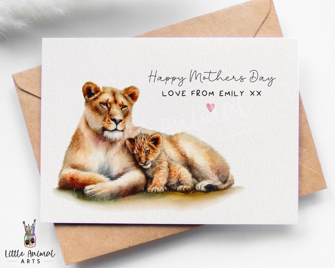 Lion and Cub Mother's Day Card Personalised Mum Gift From Daughter Son ...