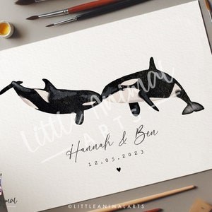 Orca Couple Print | Personalised Whale Print, Custom Couple Gift ...