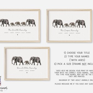 Elephant Family Art Print | Animal Family Print, Personalised Family ...