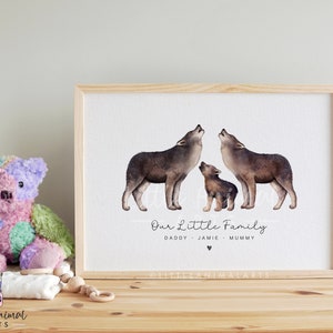 Wolf Family Art Print | Animal Family Print, Personalised Family Print ...
