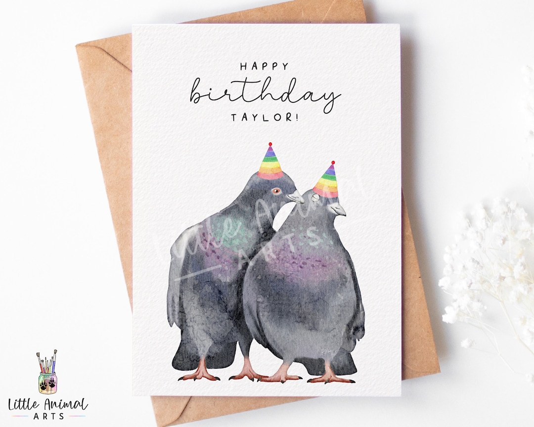 Cute Pigeon Birthday Card | Personalised Pigeon Card, Funny Pigeon Bday ...