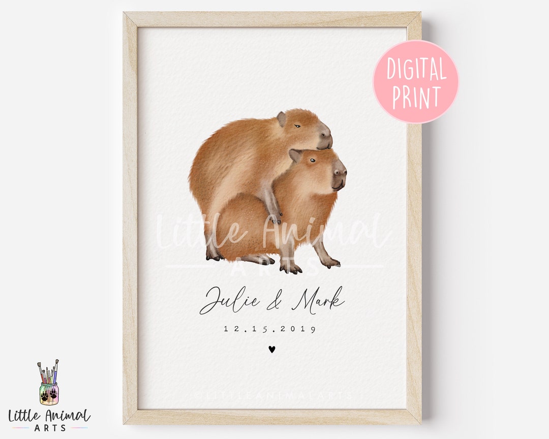 Digital Capybara Couple Art Print • Print at Home Personalised ...