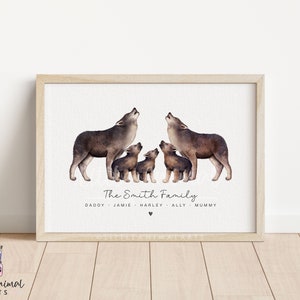 Wolf Family Art Print | Animal Family Print, Personalised Family Print ...