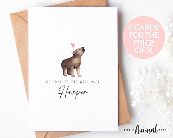 Wolf Pup New Baby Card Wolf Pack Baby Card Baby Wolf Card - Etsy