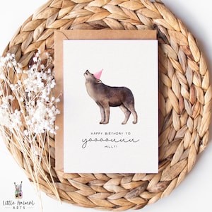 Wolf Birthday Card | Personalised Wolf Card, Wolf Greeting Card, Custom ...