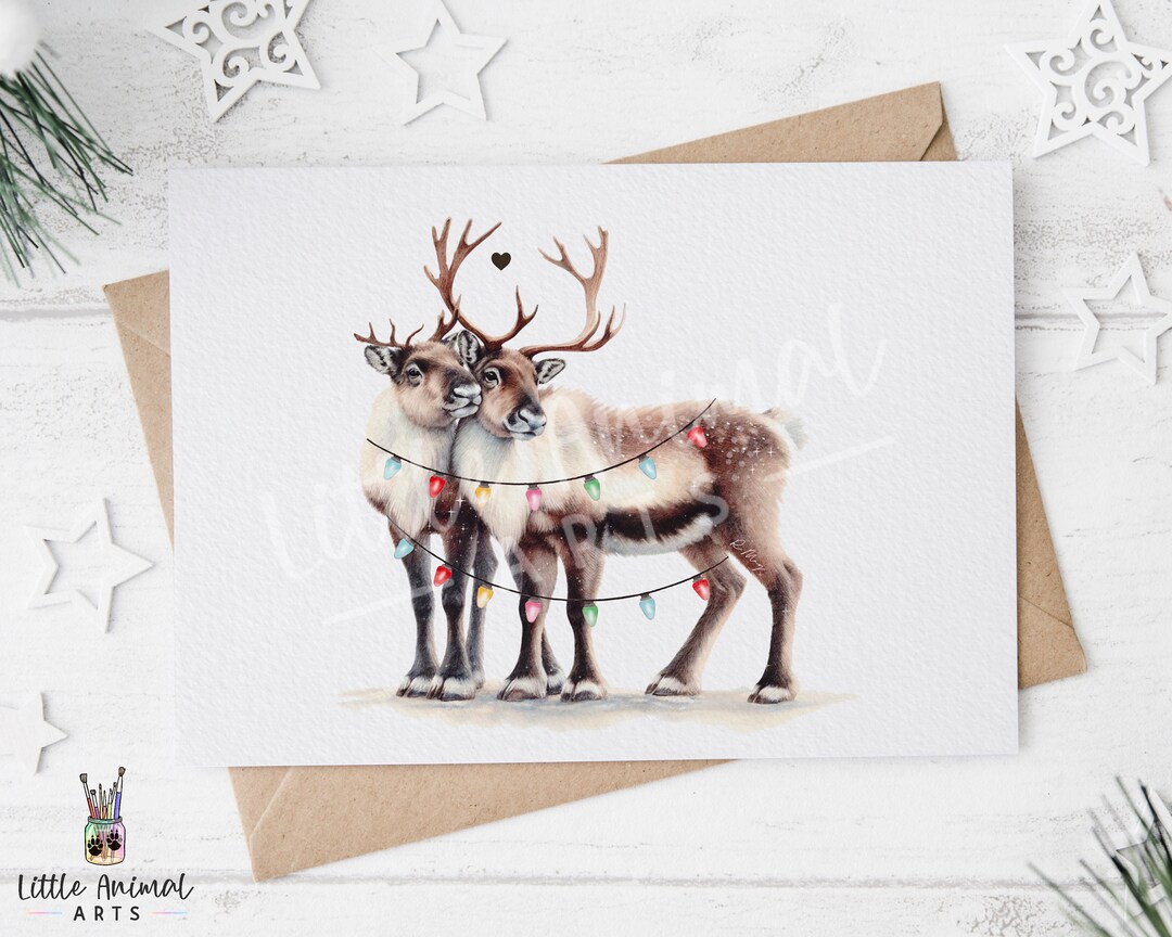Reindeer Couple Christmas Card • Custom Wife Husband Xmas Greeting ...