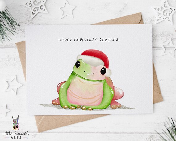 Funny Frogs Christmas Watercolor Christmas Frog, Frogs Christmas,