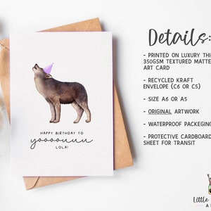 Wolf Birthday Card | Personalised Wolf Card, Wolf Greeting Card, Custom ...
