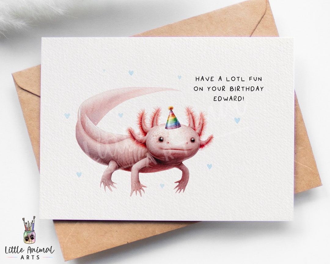 Cute Axolotl Birthday Card Personalised Fish Friend Girlfriend ...