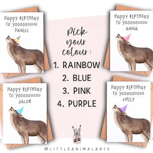 Wolf Birthday Card Personalised Wolf Card Wolf Greeting - Etsy