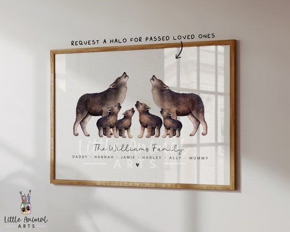 Arte De La Familia De Los Lobos Decoración De Pared 108x47 Cm Familia
