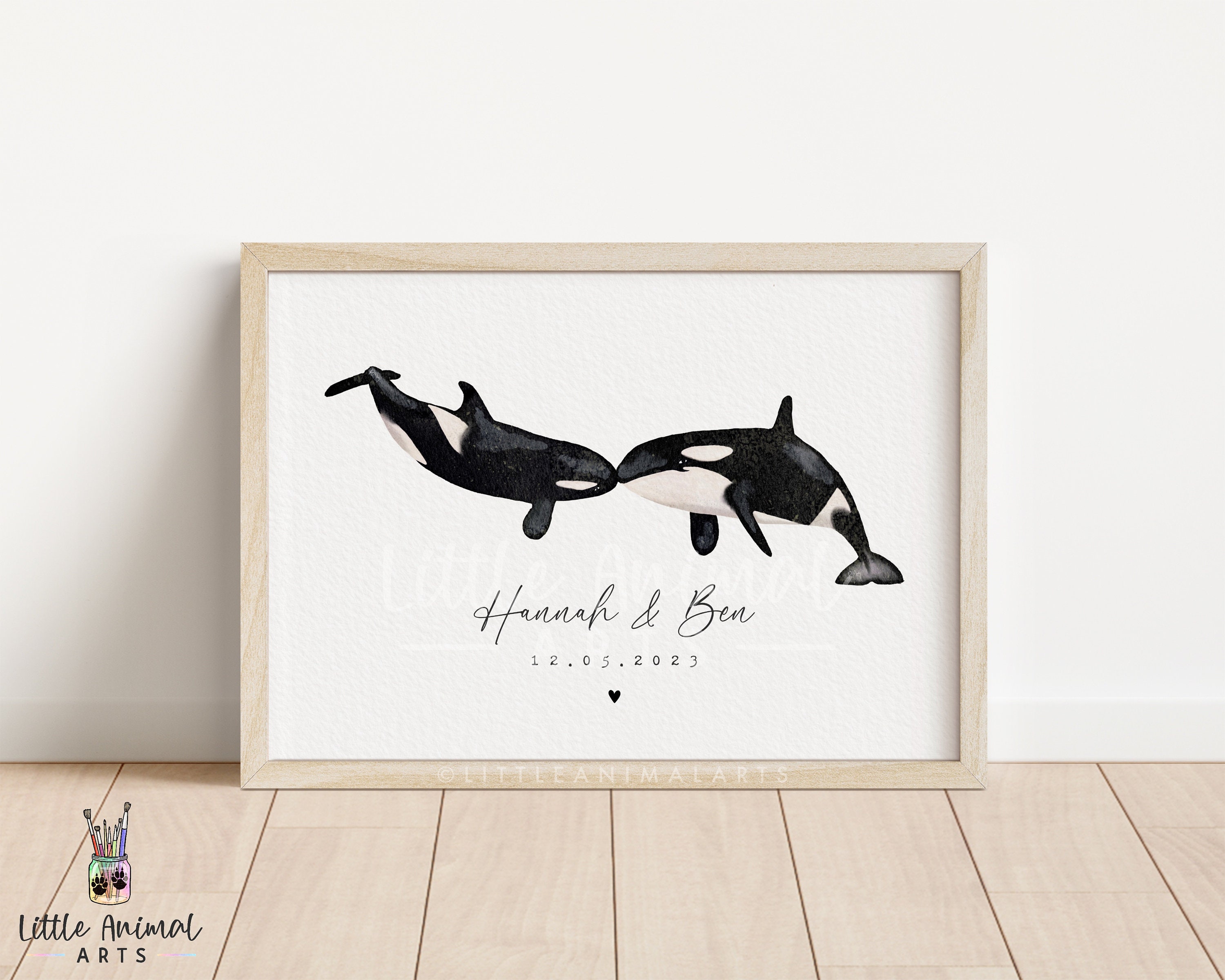 Orca Couple Print | Personalised Whale Print, Custom Couple Gift ...