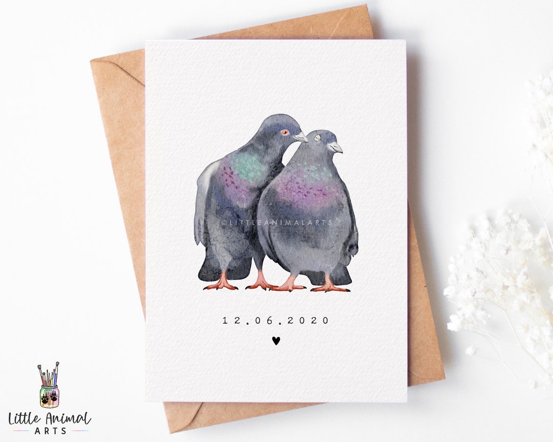 Pigeon Anniversary Card / Love Pigeons Card, Silly Pigeon Card for Her ...