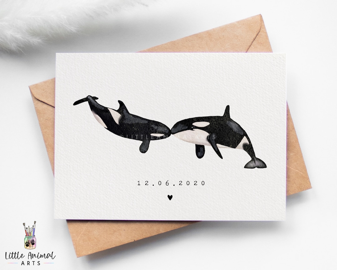 Orca Couple Anniversary Card | Personalised Killer Whale Wedding ...