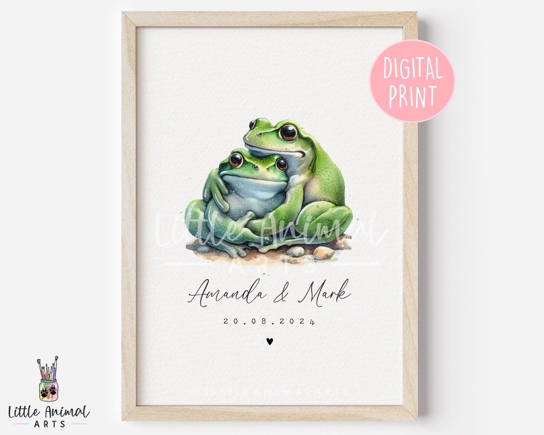Digital Cute Frog Couple Art Print • Print at Home Personalised ...