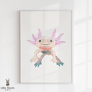 Axolotl Art Print | Watercolour Axolotl Print, Ocean Artwork, Sea Life ...
