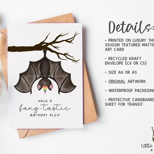 Bat Birthday Card | Bat Cards, Birthday Bat Card, Personalised Bat Card ...