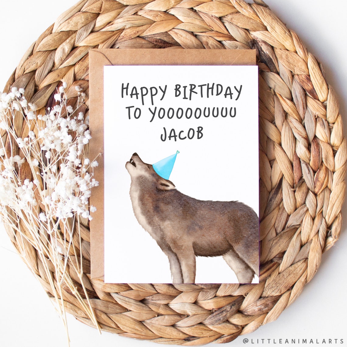 Wolf Birthday Card Personalised Wolf Card Wolf Greeting - Etsy