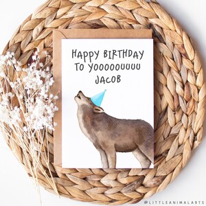 Wolf Birthday Card Personalised Wolf Card Wolf Greeting - Etsy