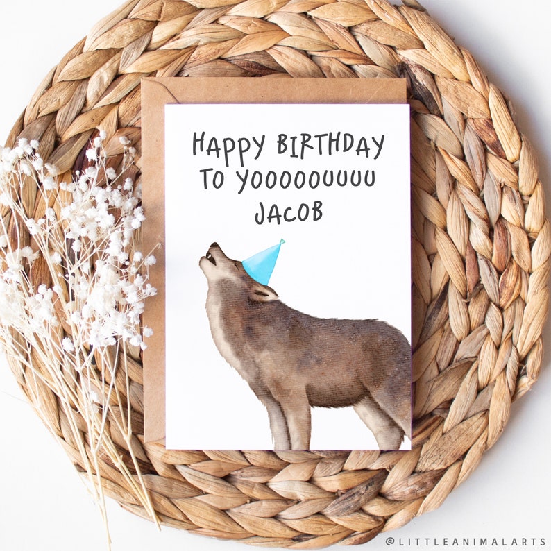Wolf Birthday Card Personalised Wolf Card Wolf Greeting - Etsy