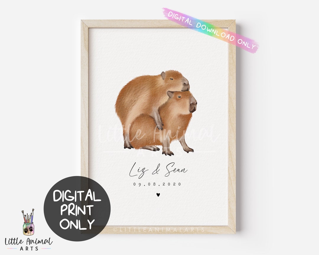 Digital Capybara Couple Art Print Print at Home Personalised - Etsy