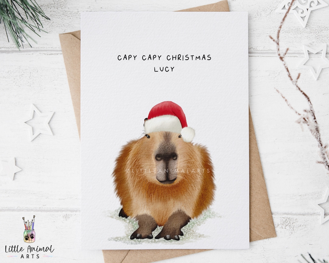 Capybara Christmas Card | Funny Christmas Card, Capy Holiday Card ...