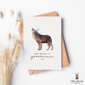 Wolf Birthday Card | Personalised Wolf Card, Wolf Greeting Card, Custom ...