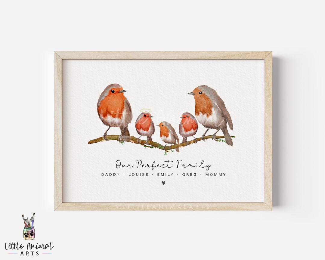 Robin Family Art Print Animal Family Print Personalised - Etsy