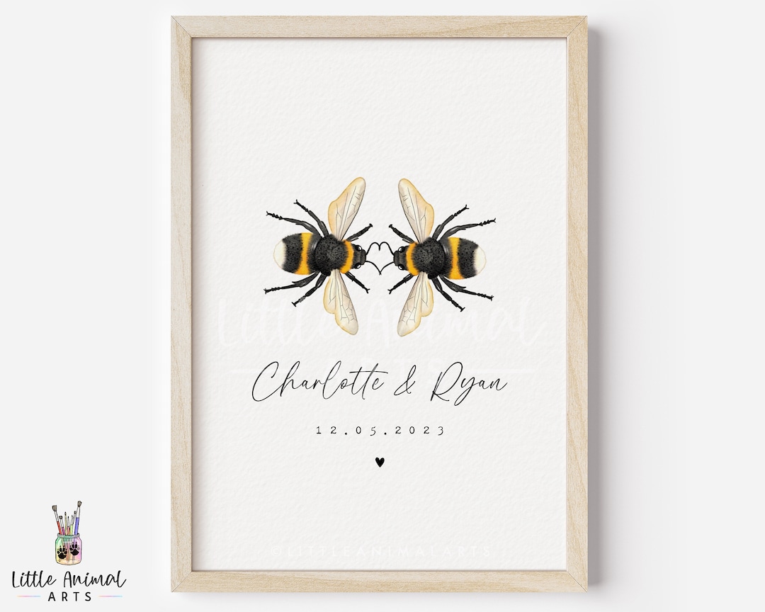 Bumble Bee Couple Print • Personalised Valentines Day Anniversary Gift ...
