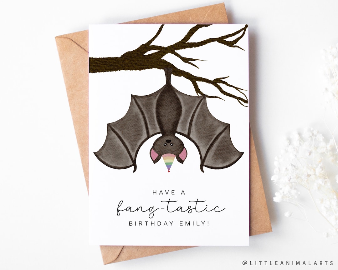 Bat Birthday Card Bat Cards Birthday Bat Card Personalised - Etsy
