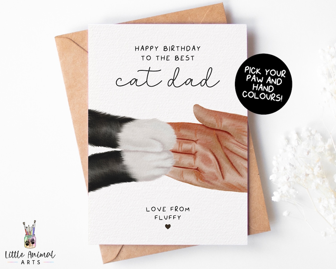 Cat Dad Birthday Card | Personalised Card From Cat, Dad Birthday Gift ...