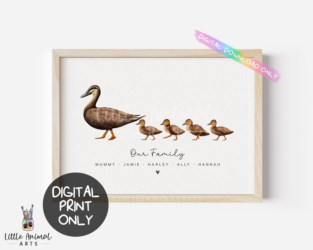 Digital Duck Art Print | Print at Home Personalised Duckling Family ...