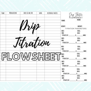 Nursing Drip Titration Flowsheet - Etsy
