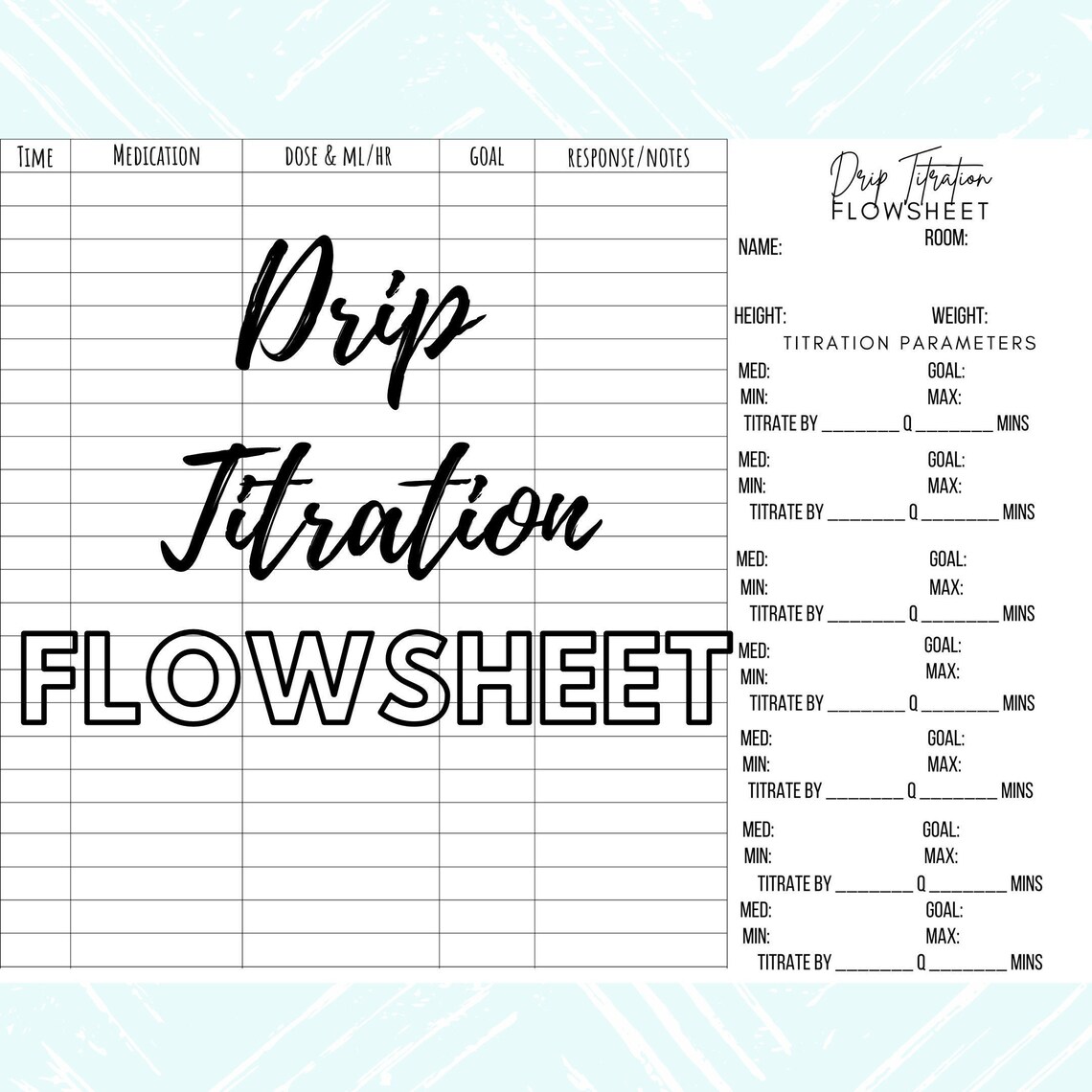 Nursing Drip Titration Flowsheet - Etsy