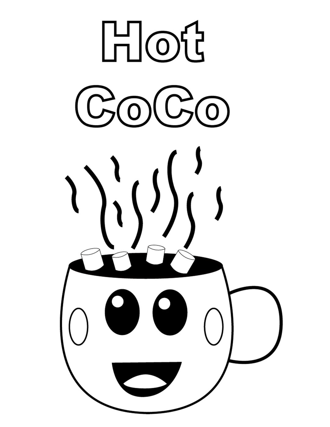 Hot Coco Colouring Sheet, Colouring Sheet, Digital Download, Winter ...
