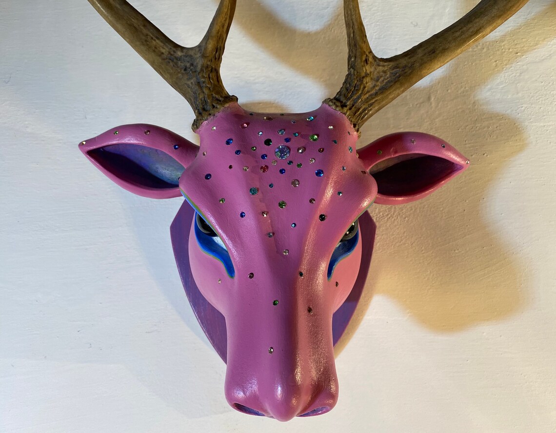 Original Pink-colored Deer With Rhinestones Extravagant Colorful for ...