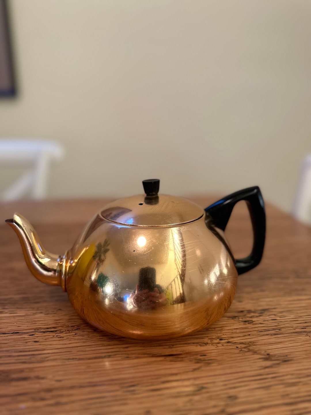 Vintage GLAMAWARE Teapot Peach Pink, Anodised Aluminium Bakelite Handle ...