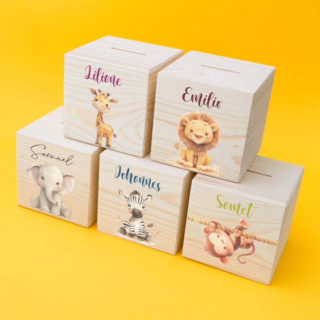 Personalized Money Box, Money Box for Children, Money Box, Wooden Money ...